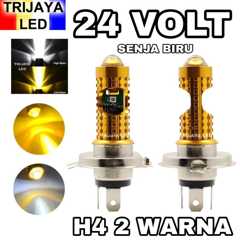 Jual Lampu LED Utama Depan 24 Volt H4 Laser Gun D2X Senja Biru High Low 2 Warna Putih Kuning D3 ...