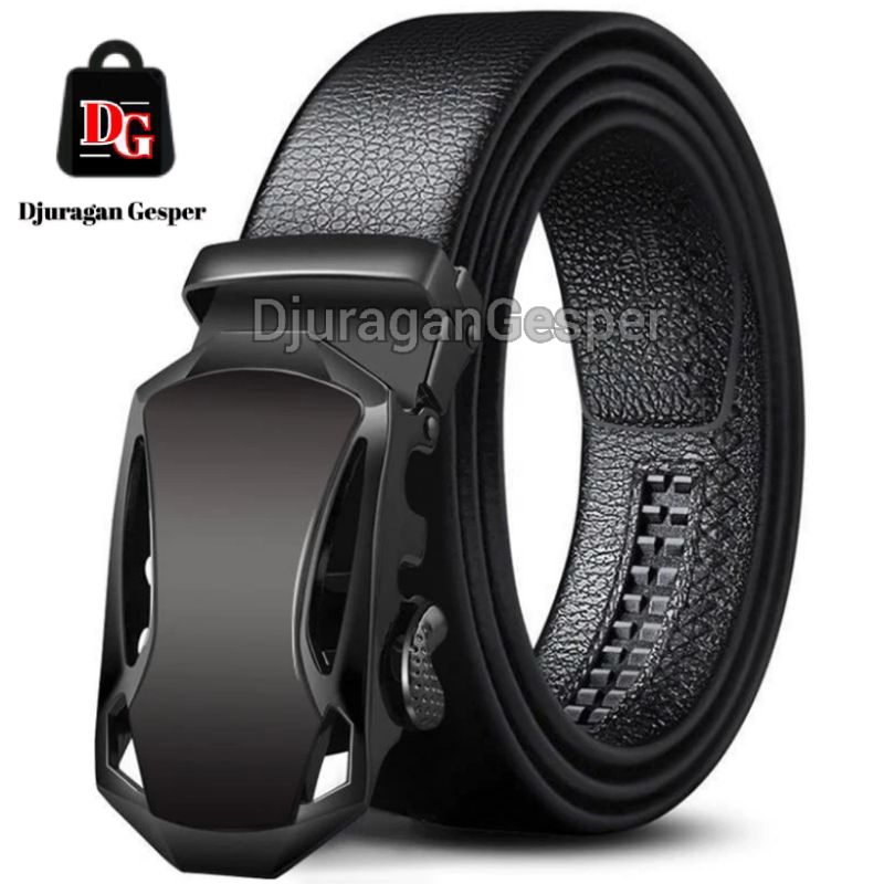 Jual Grosir Ikat Pinggang Pria Model Rel Sabuk Gasper Kulit Black Hitam ...