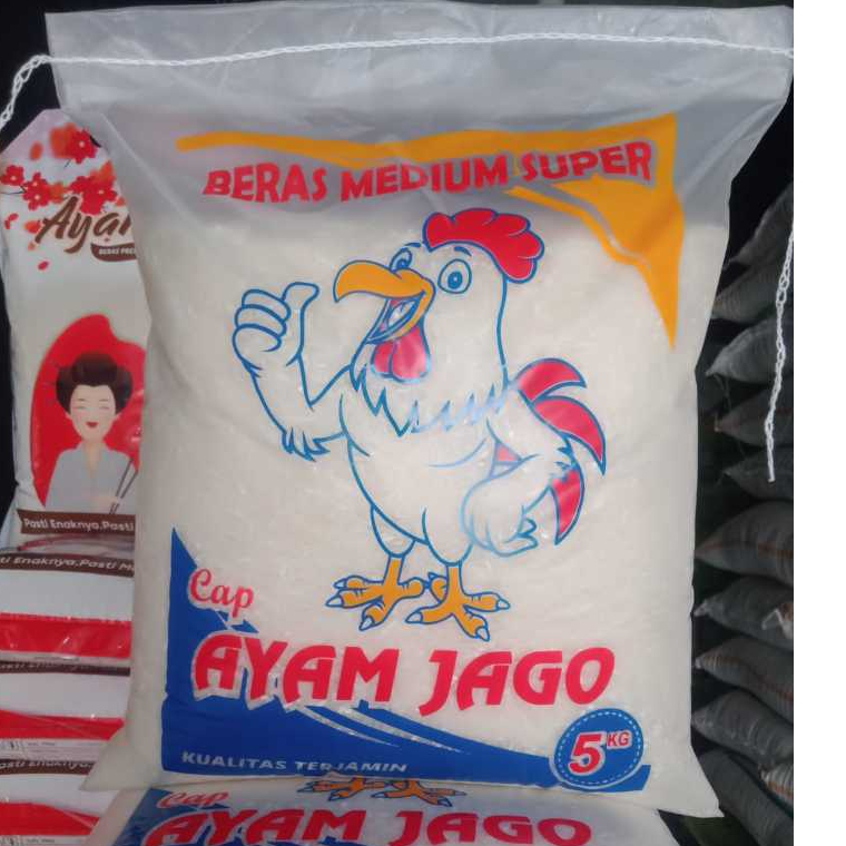 Jual BERAS Cap AYAM JAGO KEMASAN 5kg SUPER MEDIUM PULEN MURAH | Shopee Indonesia