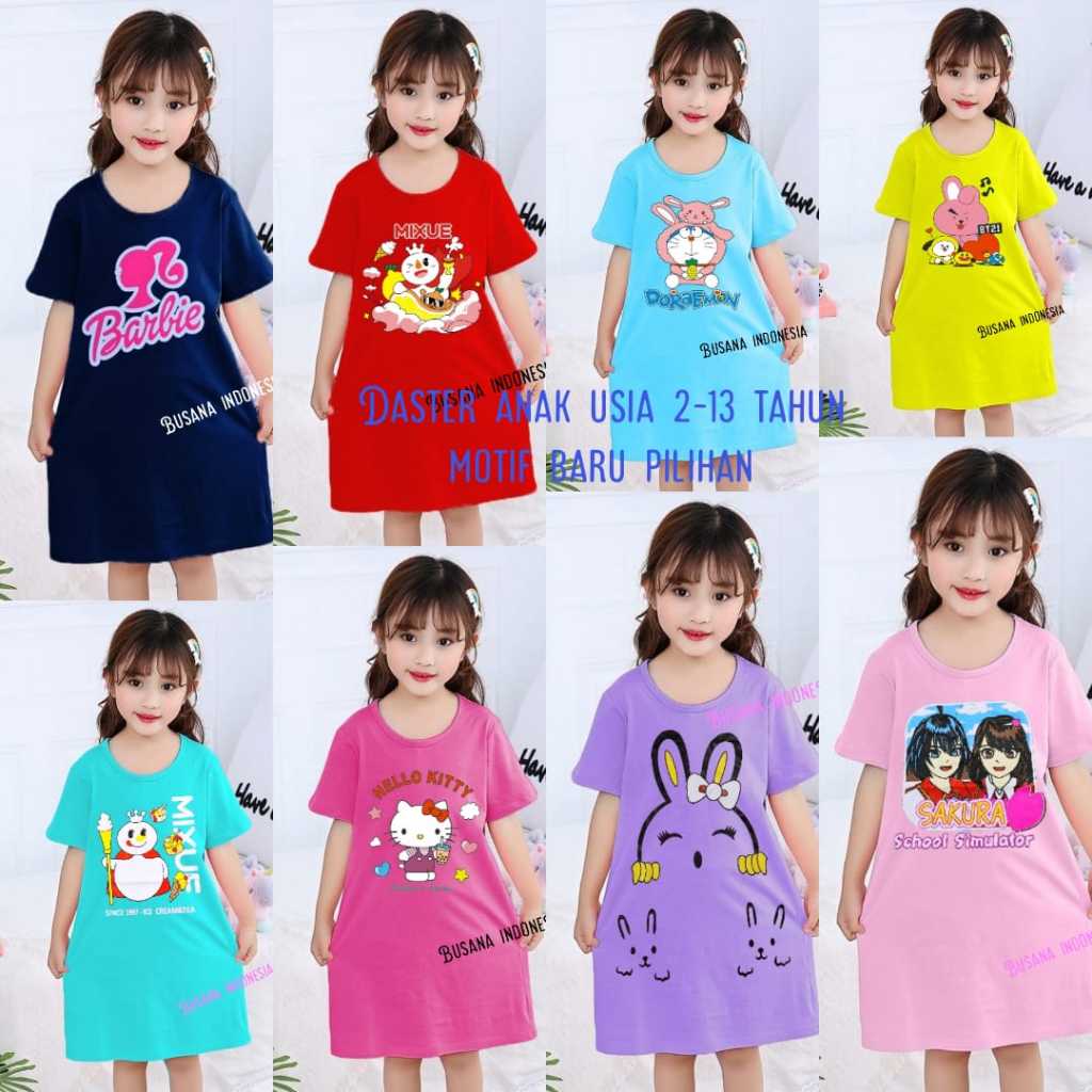 Jual Daster anak perempuan usia 2-13 tahun//Dress anak motif terbaru ...