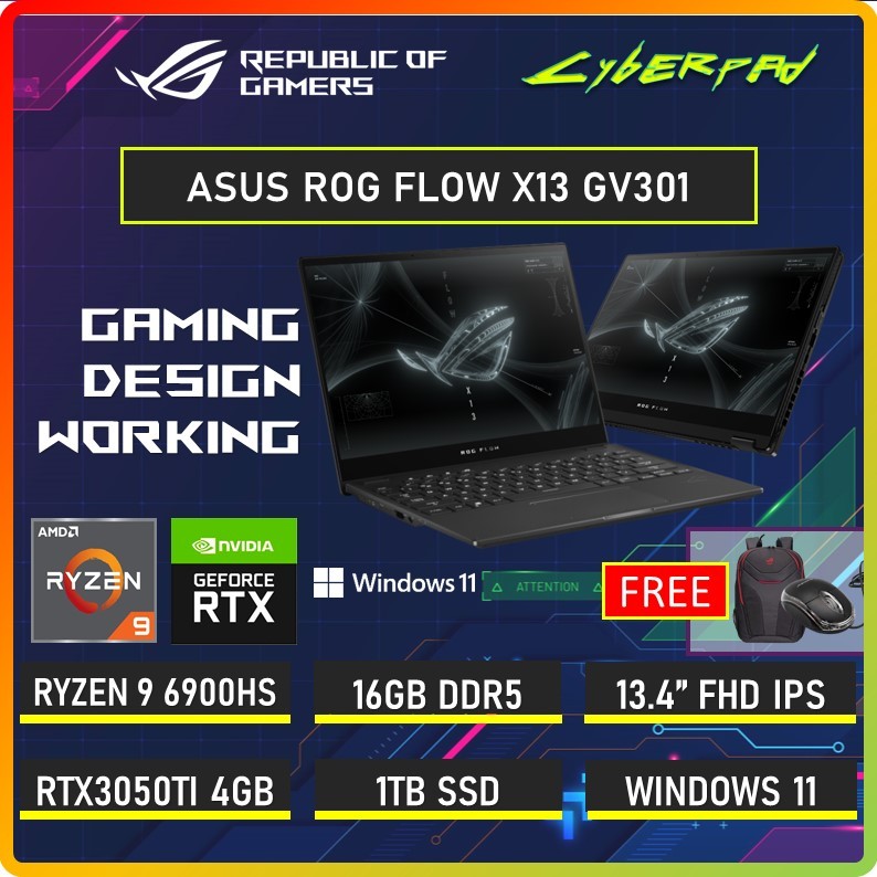 Jual Asus ROG FLOW X13 GV301 2in1 Ryzen 9 6900HS 16GB 1TB SSD RTX3050Ti ...