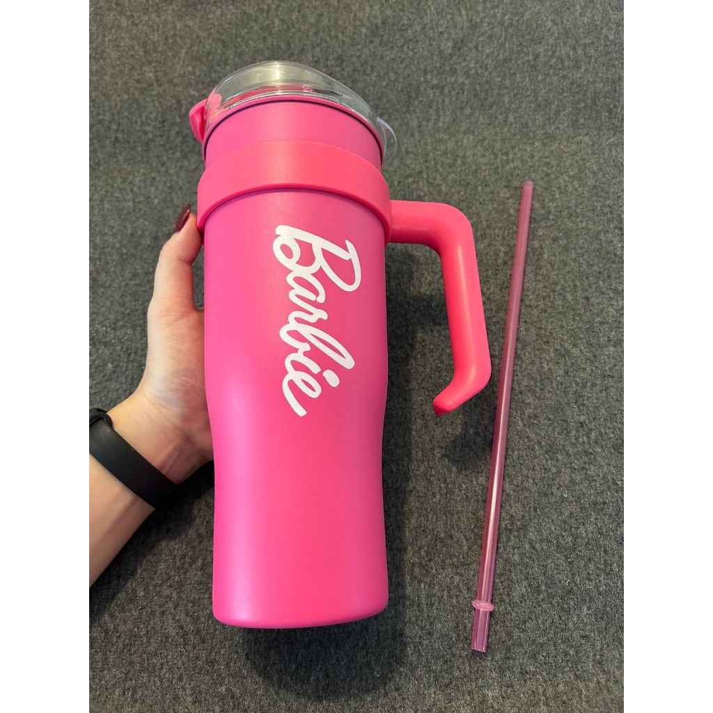 Jual Barbie Miniso Neon Pink Stainless Tumbler With Straw 1600 mls ...