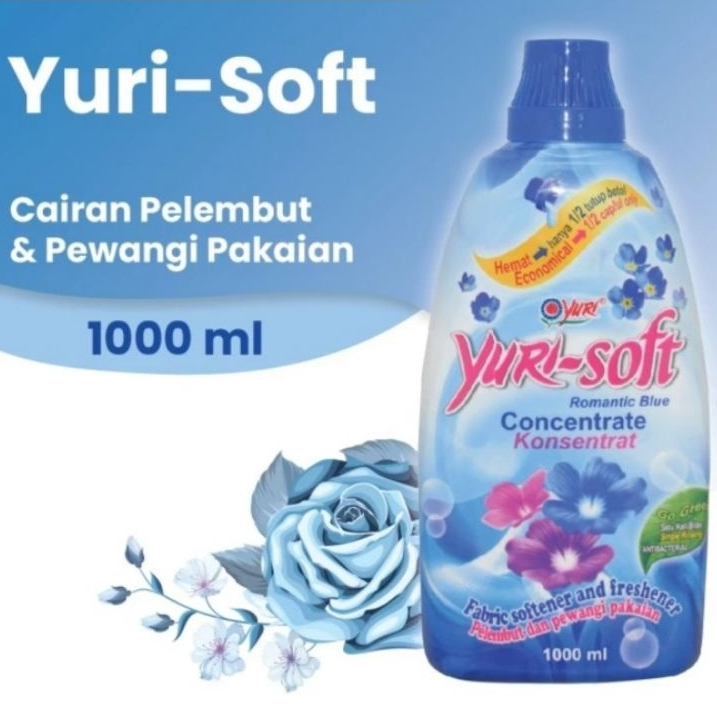 Jual Yuri-soft Fabric Softener and freshener 1000 ml - Romantic blue | Shopee Indonesia