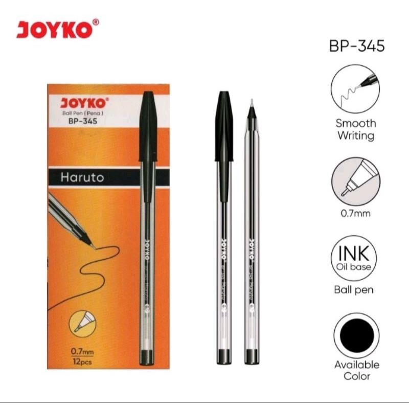 Jual BULPOINT/BULPEN JOYKO HARUTO BP-345 HITAM (12BIJI) | Shopee Indonesia