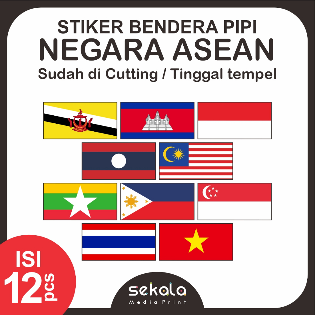 Jual Stiker Pipi Bendera Negara Asean / Asian country flag cheek ...