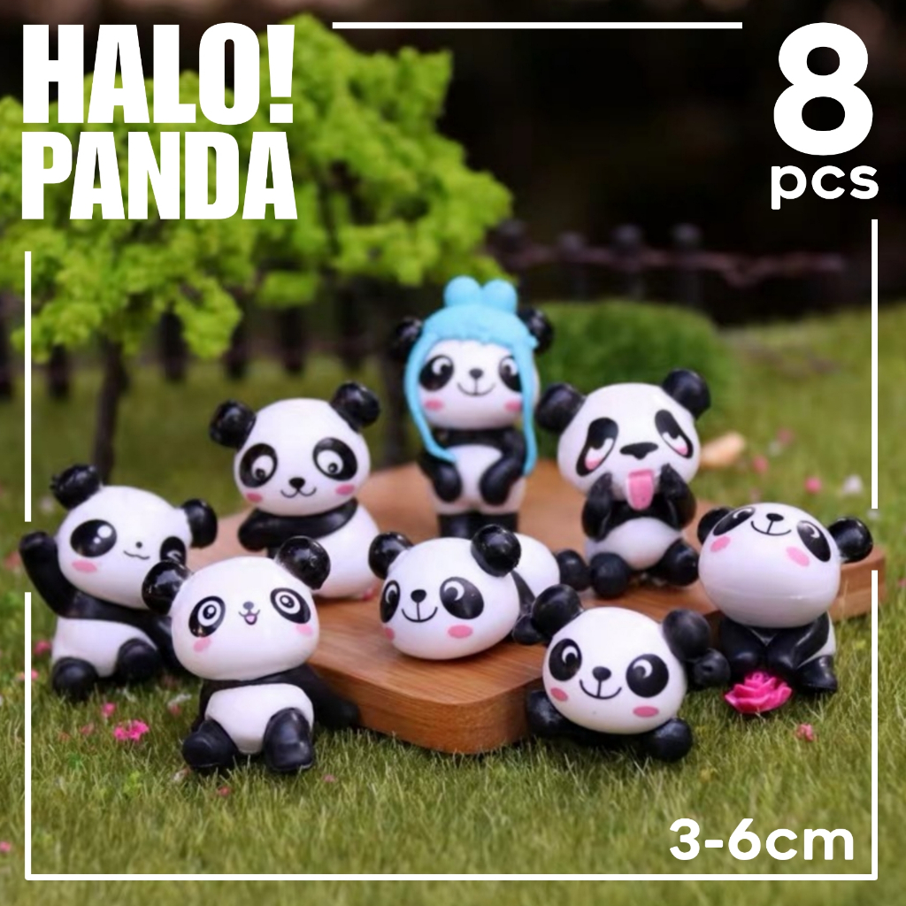 Jual Action Figure HALO PANDA set isi 8 pcs - Miniatur Topper Kue ...