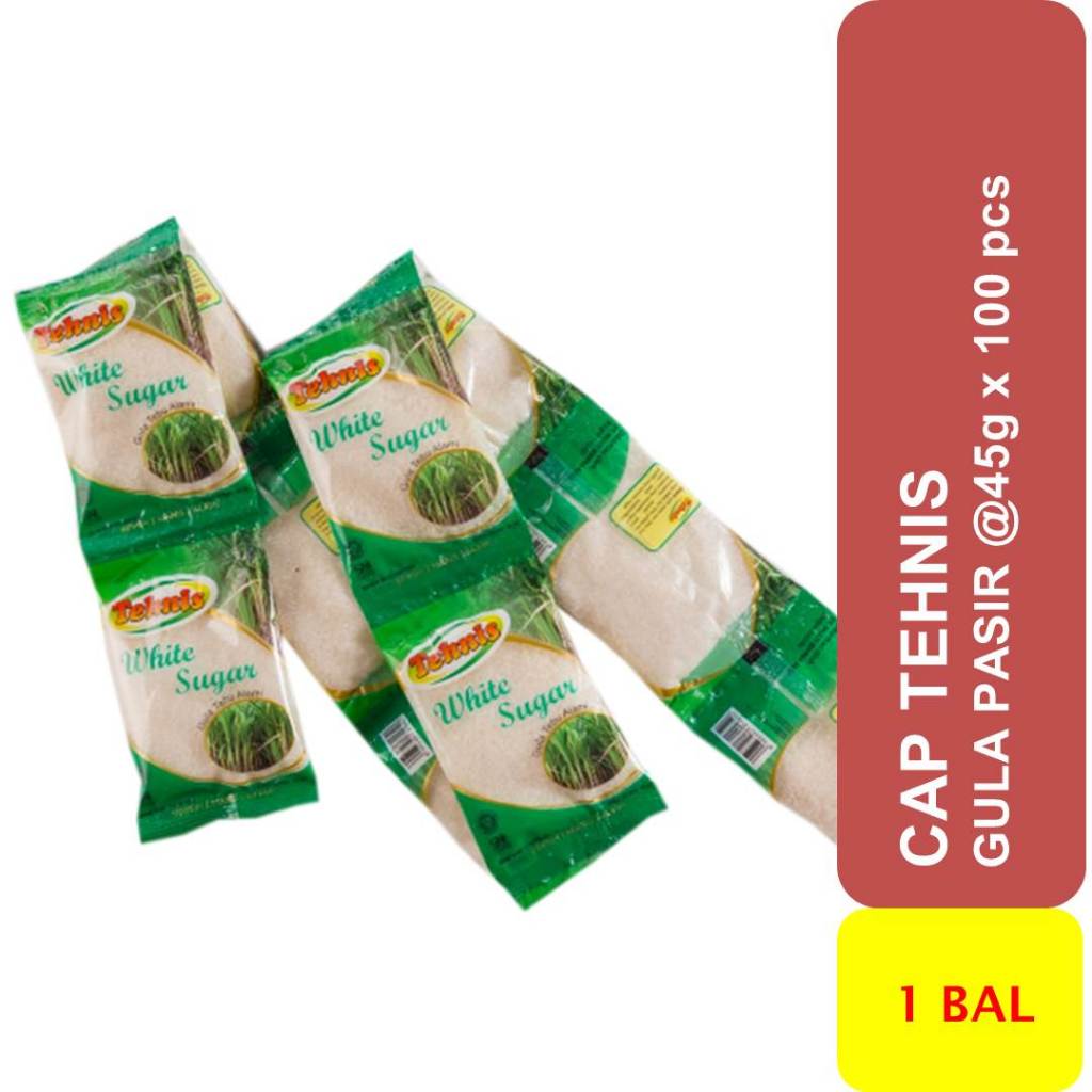 Jual GULA PASIR TEHNIS SACHET kemasan bal isi 100 pcs @45 gram | Shopee ...