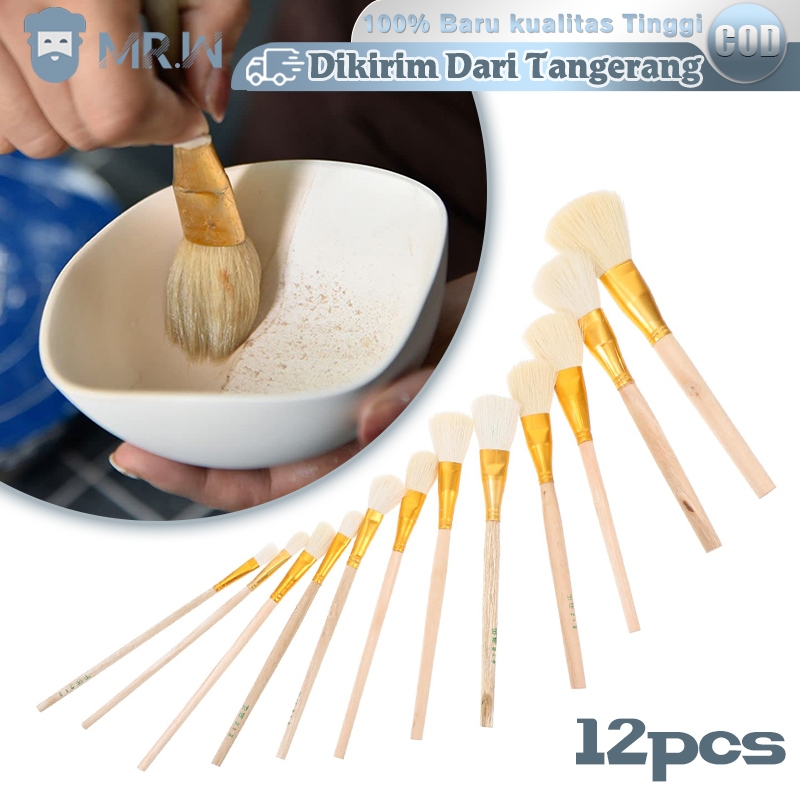 Jual Kuas Bulu Domba 12pcs Kuas Kue Kering 1#-20# Kuas Kayu Kue Pastry ...