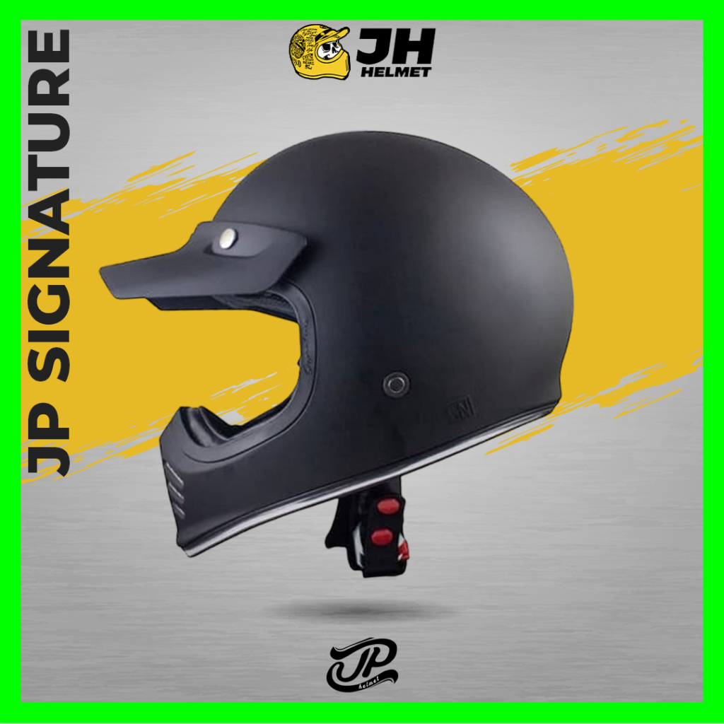Jual Helm JP Signature Solid Black Doff | Helm Cakil | Helm Retro ...