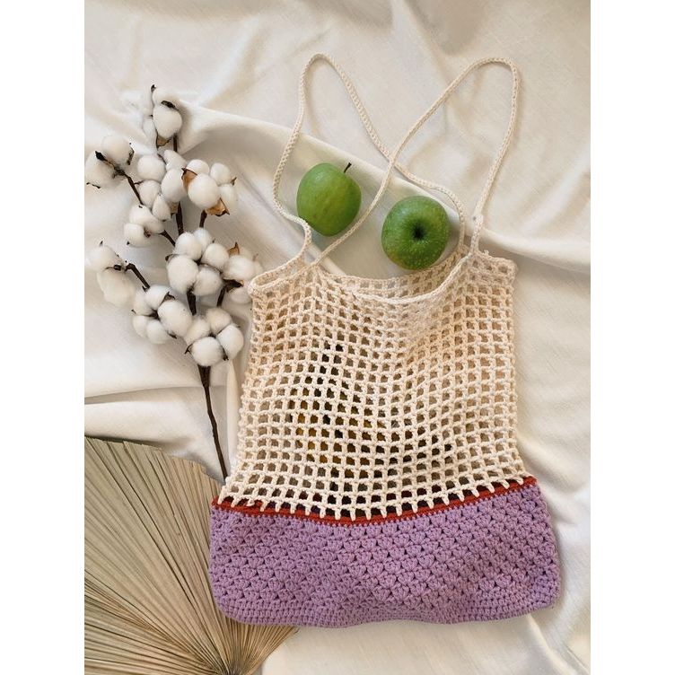 Jual CROCEAN Tas Rajut Totebag Net Bag Aesthetic Bohemian Bag Square ...