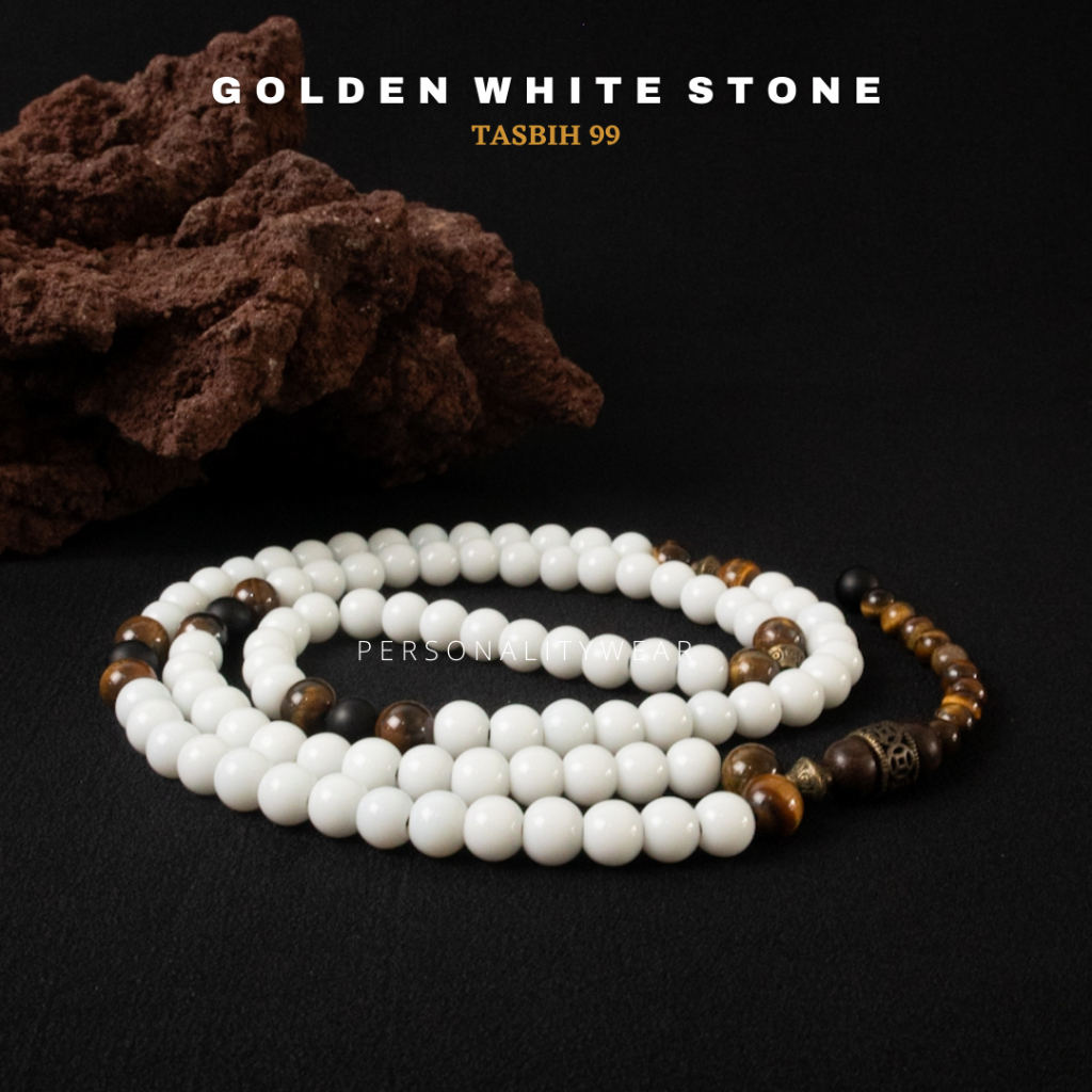 Jual GOLDEN WHITE JADE - Tasbih 99 Butir Kecil Cantik Premium Batu Alam ...