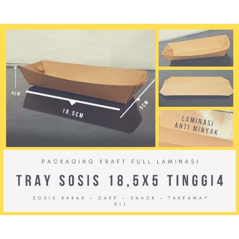 Jual TRAY SOSIS BAKAR PACKAGING SOSIS KRAFT LAMINASI ALAS MAKANAN ...