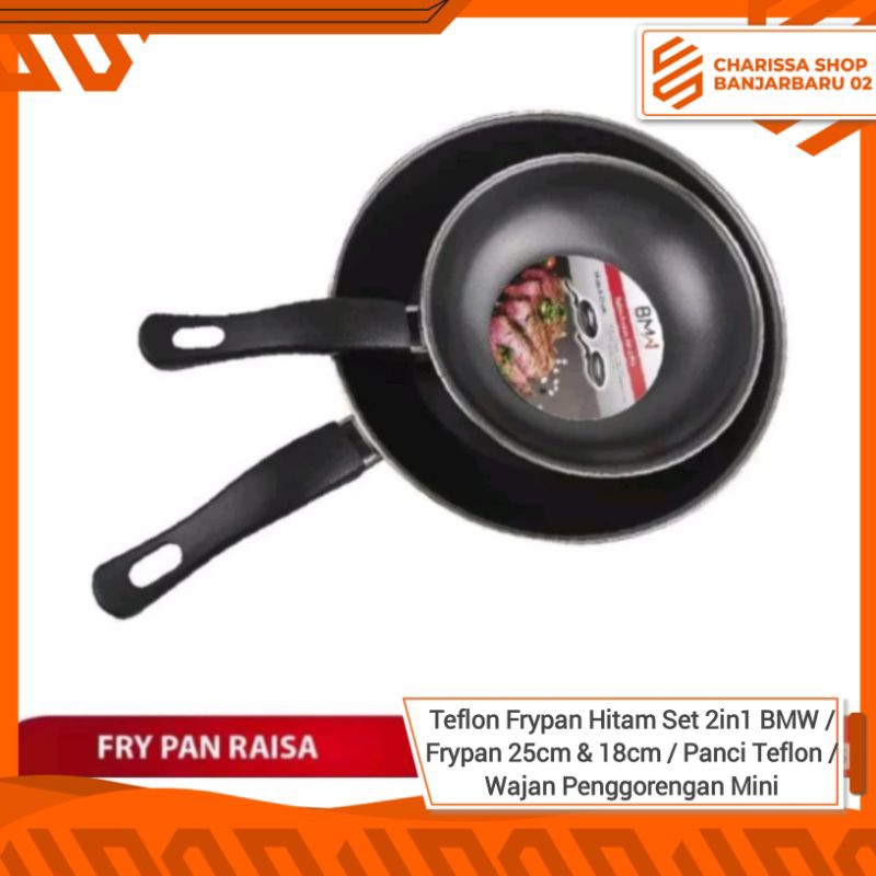 Jual Teflon Frypan Hitam Set 2in1 BMW / Frypan 25cm & 18cm / Panci ...