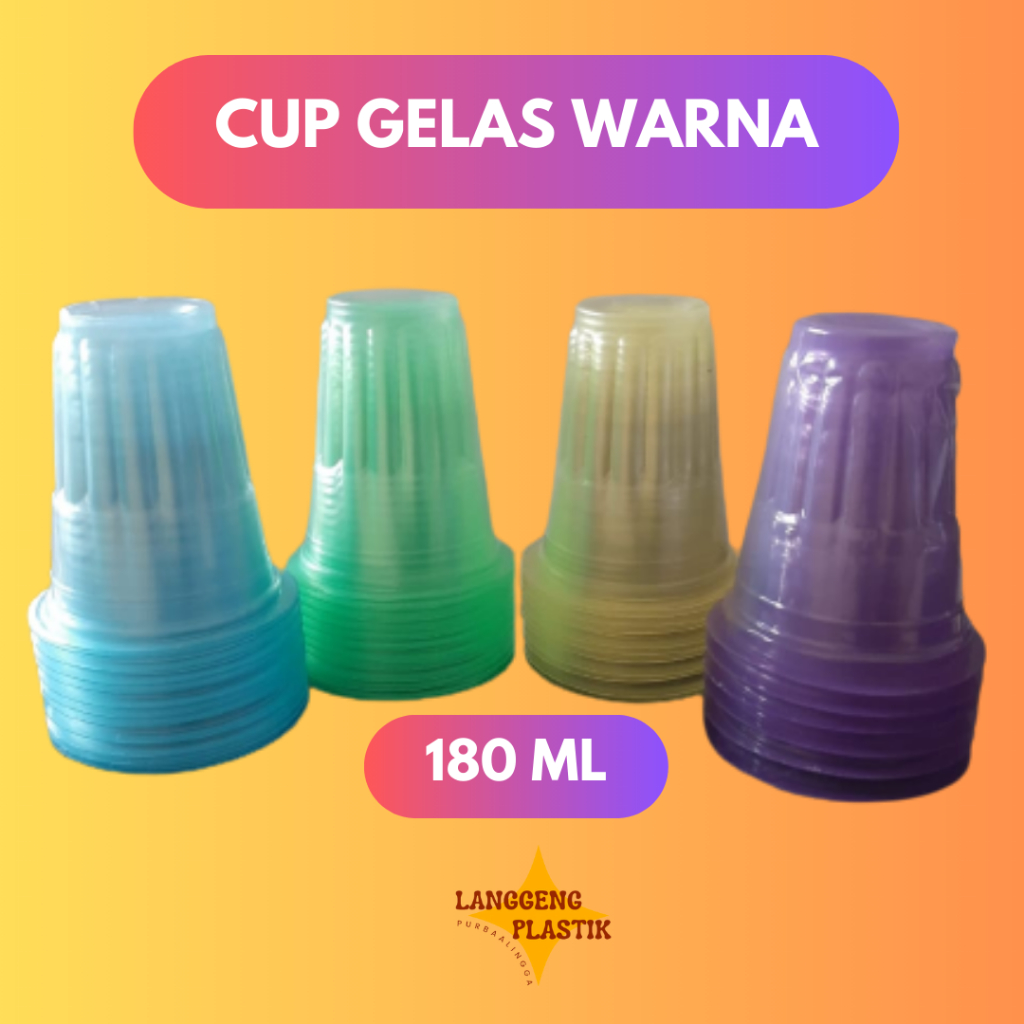 Jual CUP GELAS WARNA UKURAN 180 ML | CUP MINUMAN | Shopee Indonesia