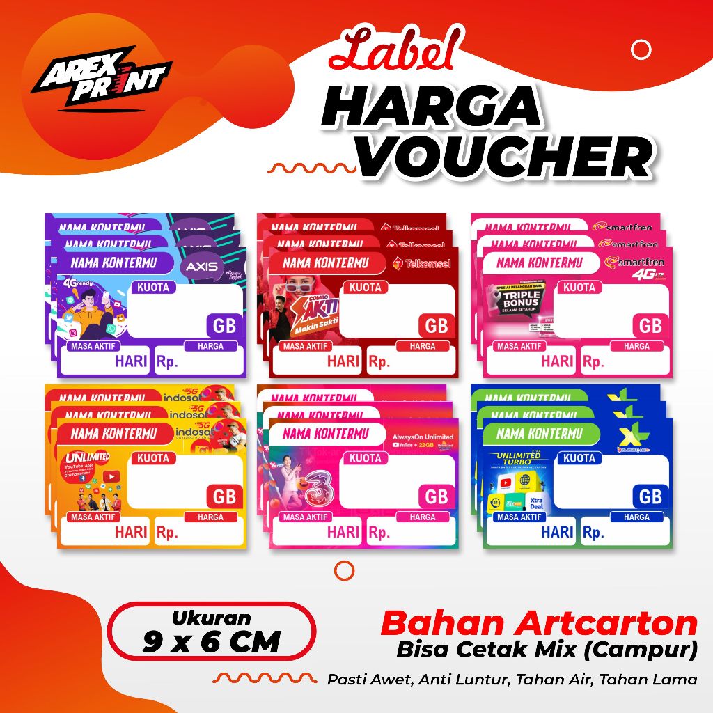Jual Label Harga Voucher Konter / Label Harga Paket Data / Voucher ...