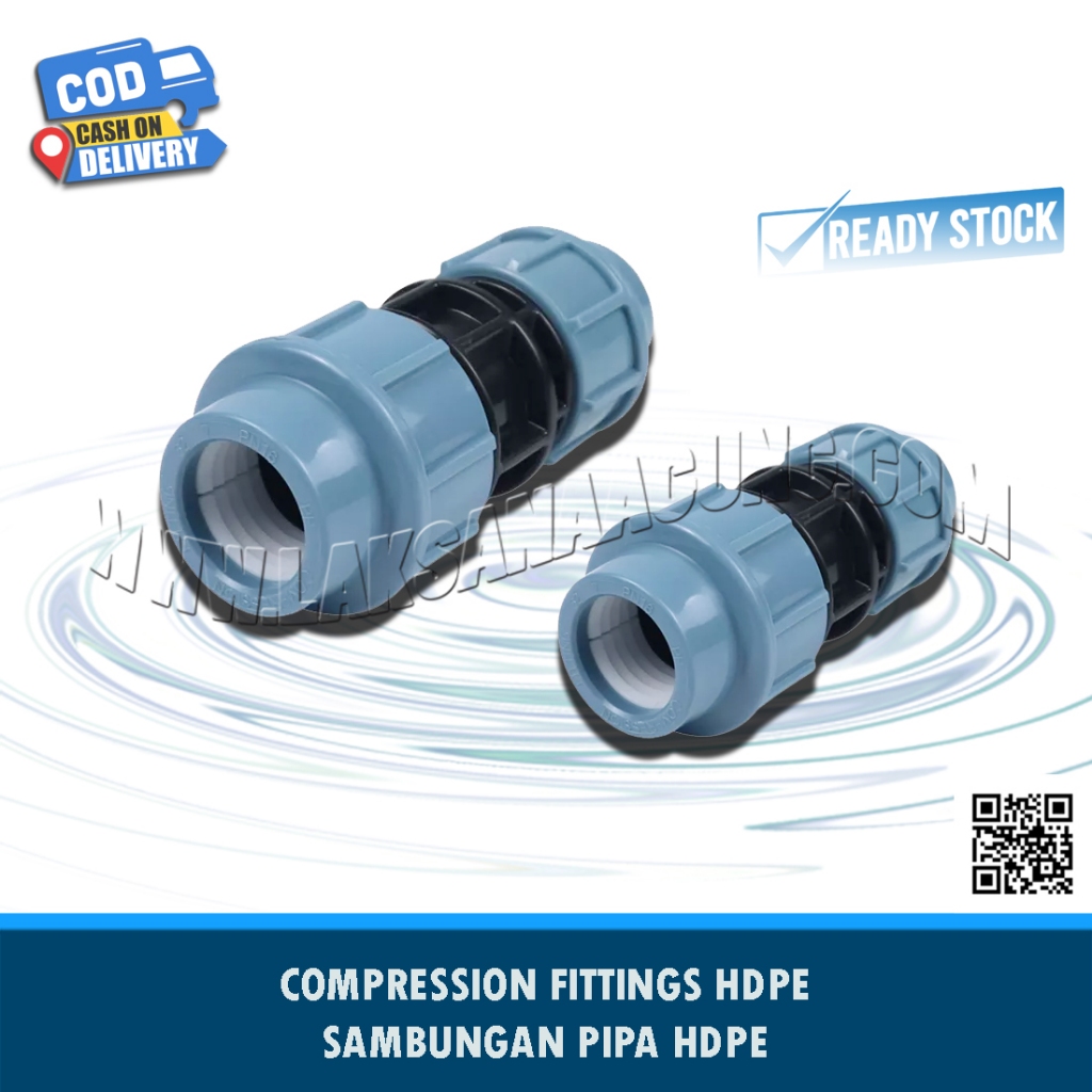 Jual Sambungan pipa hdpe 1" inch Compres | Coupling Compression Straight Coupler 32mm Hdpe ...