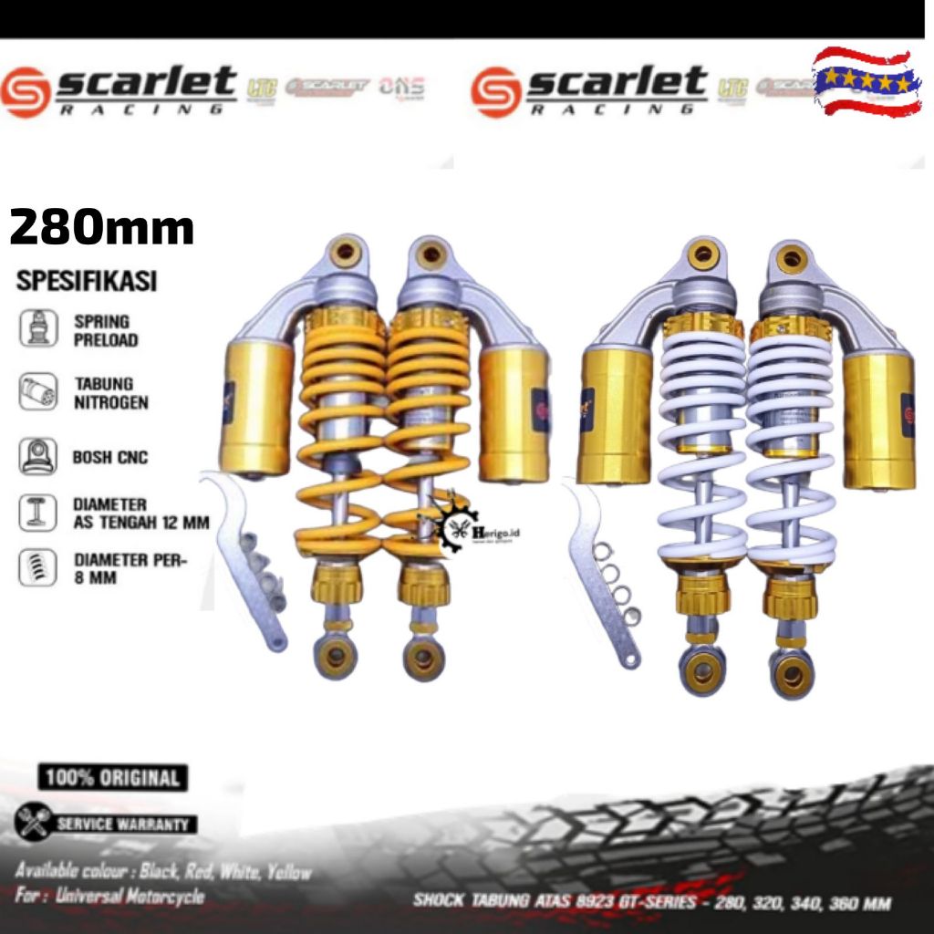 Jual Shockbreaker tabung atas scarlet racing shock scarlet 280mm gt series 8923 satu set klik ...