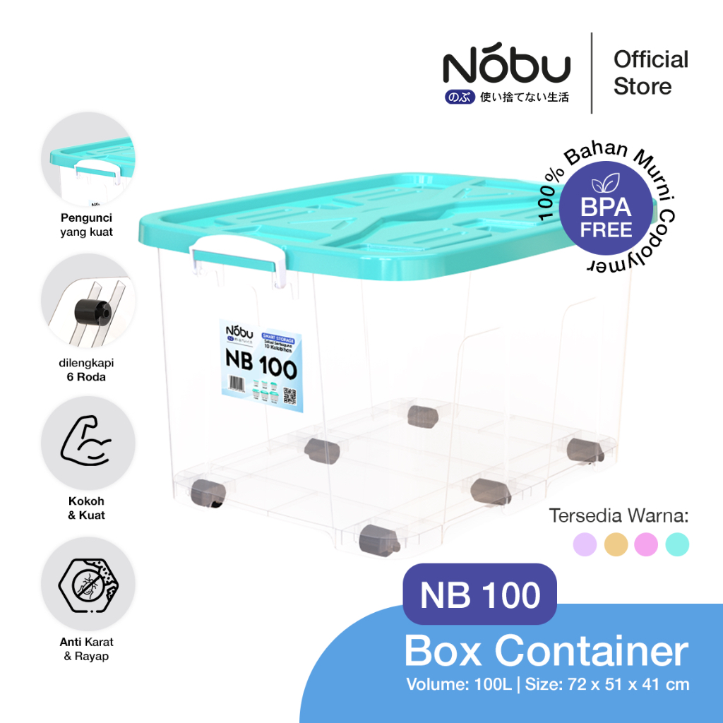 Jual NOBU Smart Storage Container Box 100L Tempat Penyimpanan Dengan Tutup | Shopee Indonesia