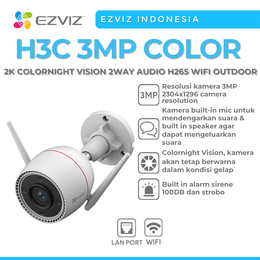Jual EZVIZ H3C 4MP 2K COLORNIGHT VISION 2WAY AUDIO H265 WIFI OUTDOOR ...