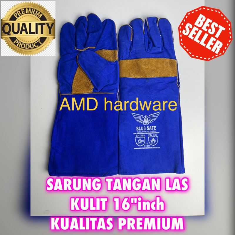 Jual Sarung Tangan LAS KULIT Sapi Kualitas PREMIUM 14" 16" inch ECO RED ...