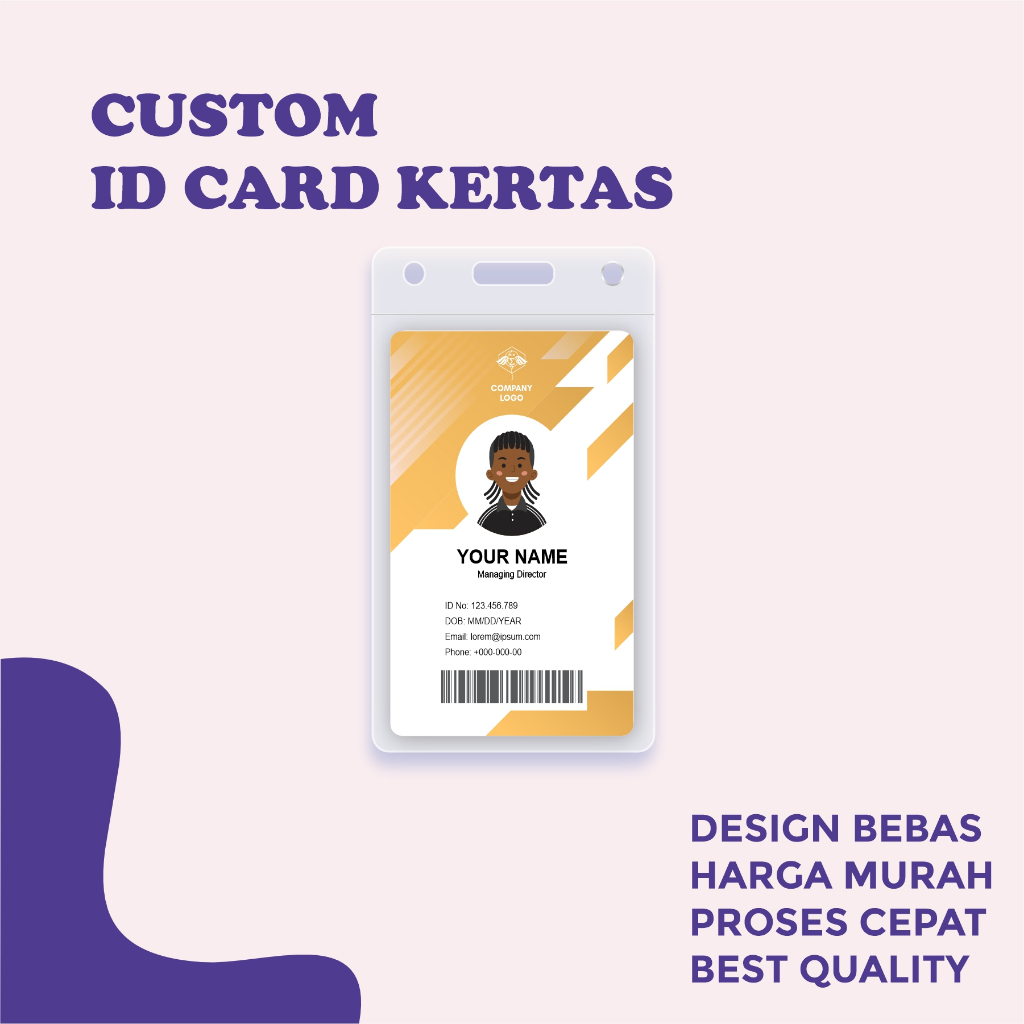 Jual Cetak ID Kertas Custom Satuan Free Holder Holder Plastik Sigmat13 ...