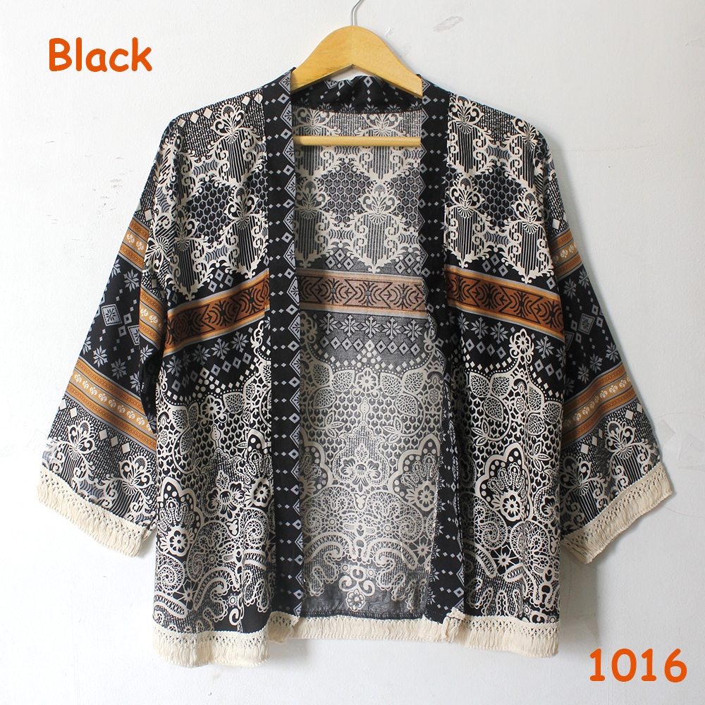 Jual 𝑱𝒂𝒌𝒂𝒓𝒕𝒂𝑭𝒂𝒔𝒉𝒊𝒐𝒏 cardigan outer batik tribal katun adem rumbai sisir ...
