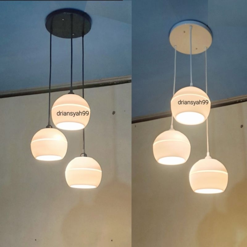 Jual Lampu Gantung Minimalis 3 in 1 Model Bulat Kap Lampu Hias Gantung Plafon | Shopee Indonesia