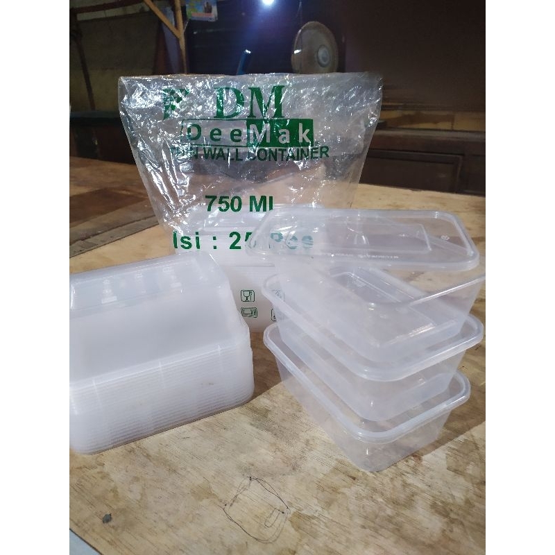 Jual THINWALL 750 mL Persegi panjang I KOTAK MAKAN PLASTIK NASI KUE I ...