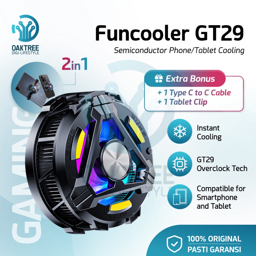 Jual Penjualan Terbanyak.. Oaktree Funcooler GT29 Fan Cooler HP Pendingin HP Tablet Cooling Fan ...