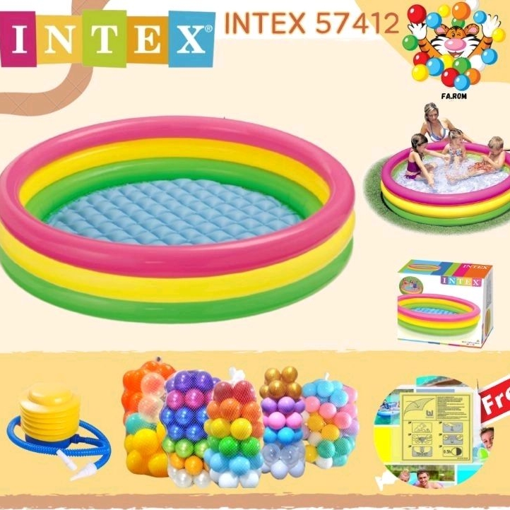 Jual Kolam Anak INTEX 57412 Uk 114 x 25 cm Paket Kolam + Bola 50 PCS ...