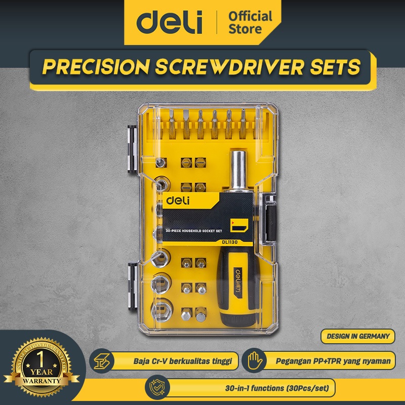 Jual Deli Precision Screwdriver Set / Obeng Presisi 30pcs/set DL1130 ...
