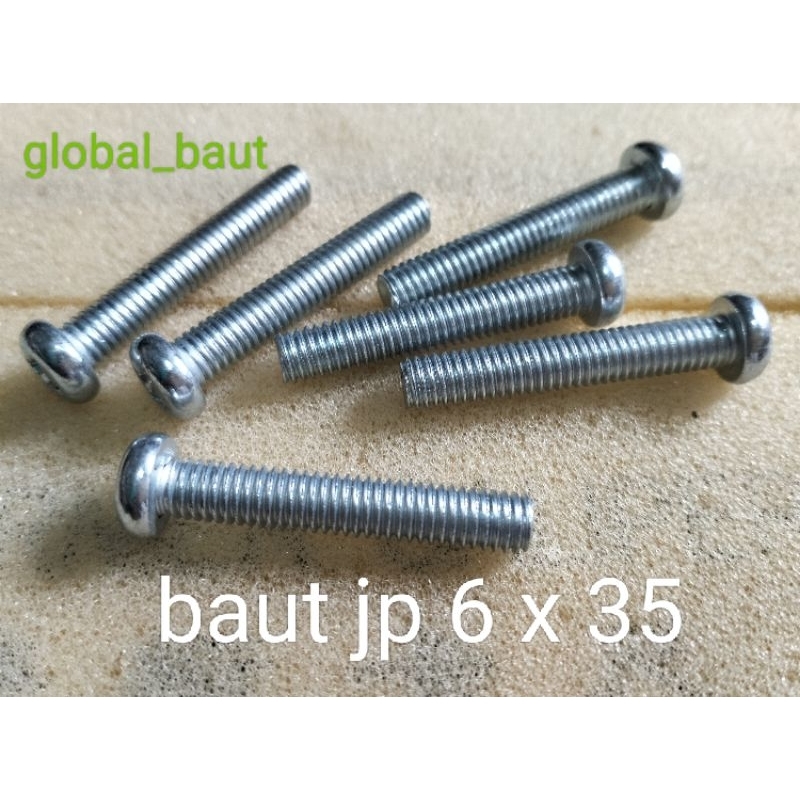 Jual baut jp kepala obeng 6 x 35 ( 10 pcs ) | Shopee Indonesia