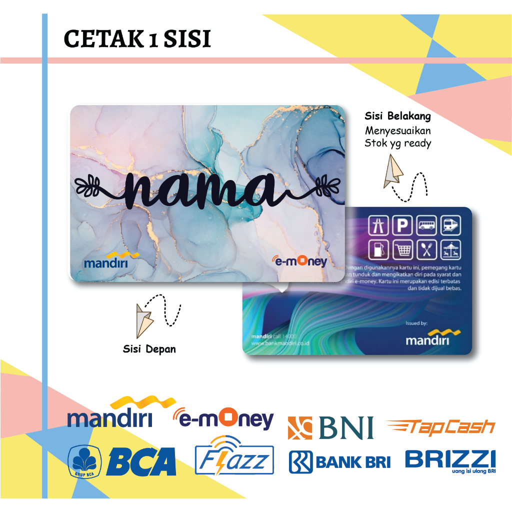 Jual KARTU EMONEY CUSTOM NAMA MARBLE BLUE BIRU MANDIRI FLAZZ BCA GEN 2 ...