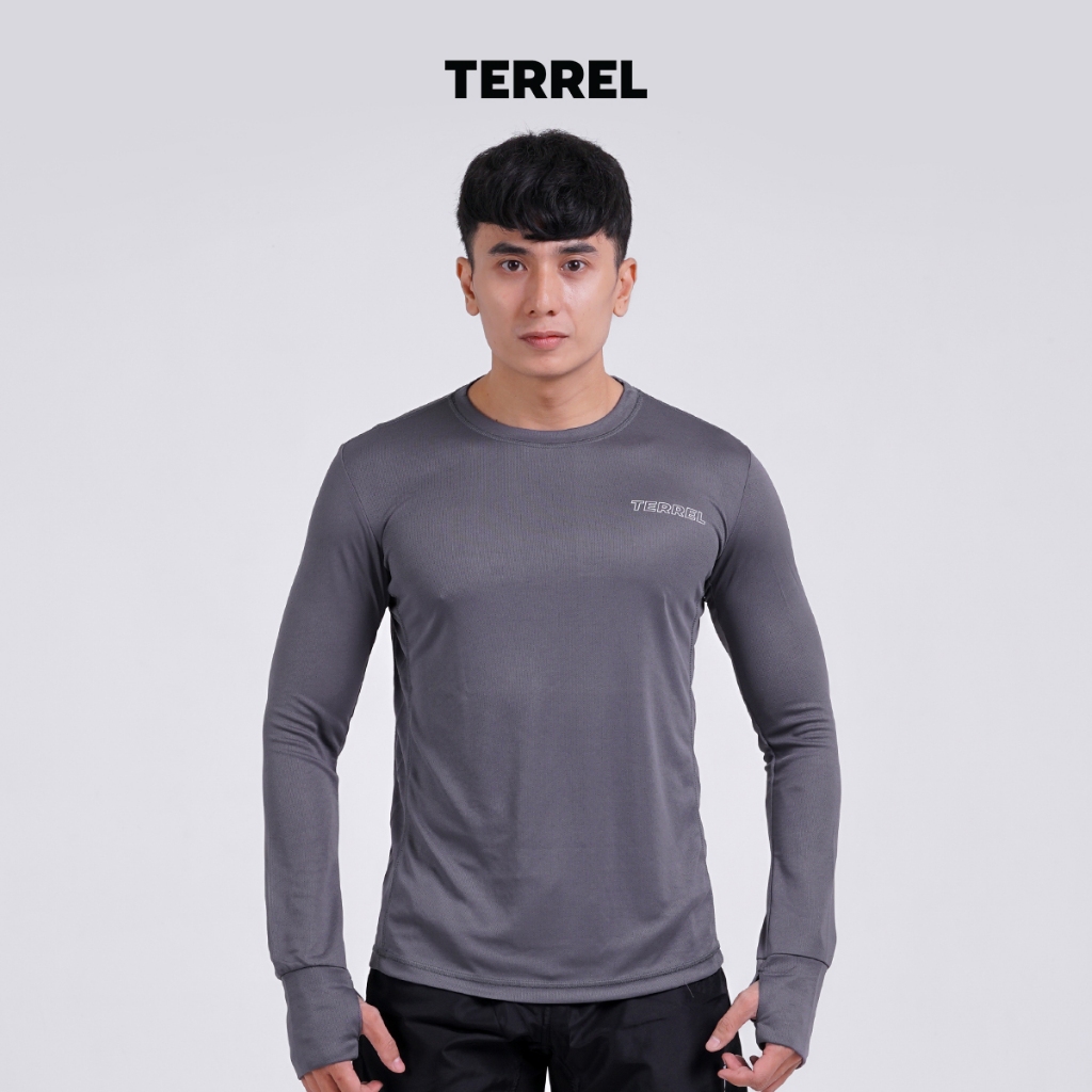 Jual Terrel sportswear Basic Long Sleeve Grey baju atasan lengan panjang kaos olahraga dry fit ...