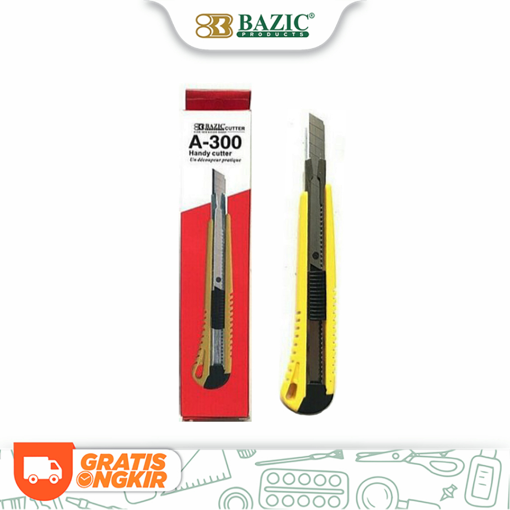 Jual Bazic Small Cutter 9mm A-300 / Silet Pemotong Kertas Kecil A300 ...