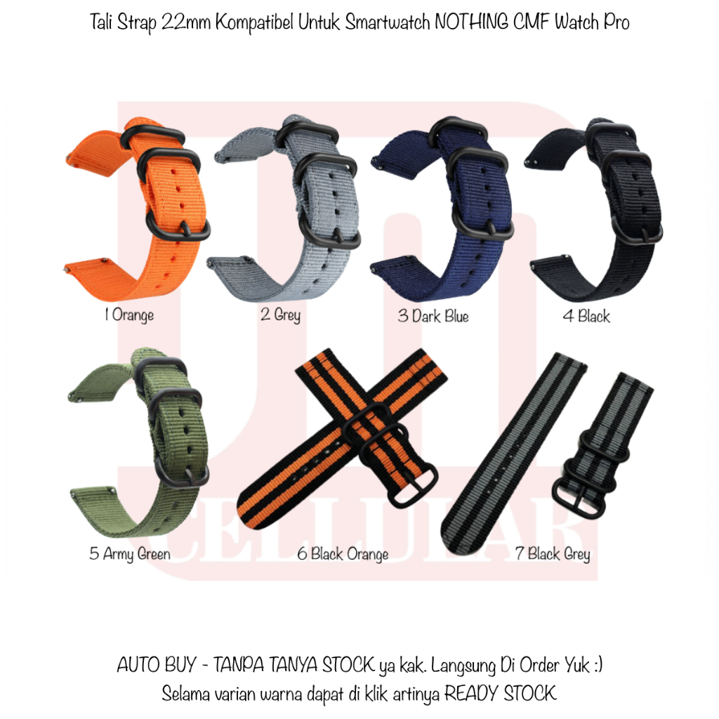 Jual Tali Jam Nilon 22mm Nothing CMF Watch Pro - STT Strap Model Army ...