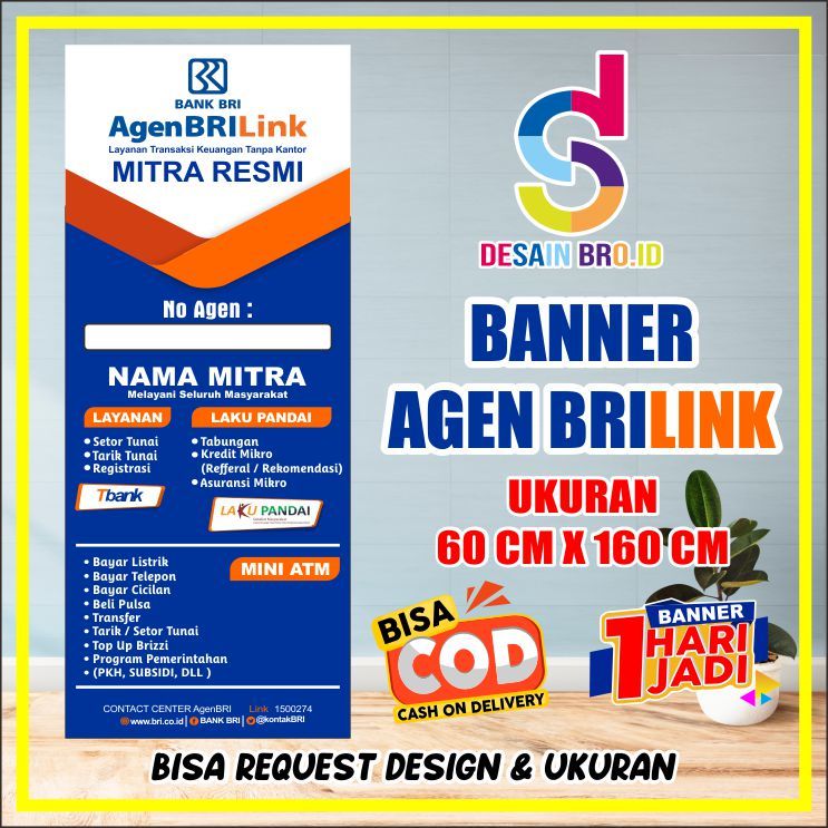 Jual BANNER/SPANDUK AGEN BRILINK ( BISA CUSTOM ) UKURAN 60X160 CM ...