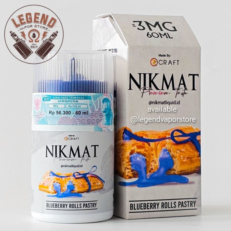 Jual FREEBASE - LIQUID NIKMAT V2 Blueberry Rolls Pastry 60ML AUTHENTIC ...