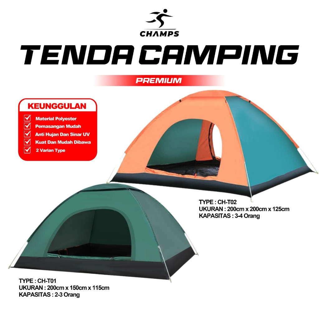 Jual CHAMPS Tenda Camping Rakit Tiang | Outdoor/Indoor | Tenda Gunung ...