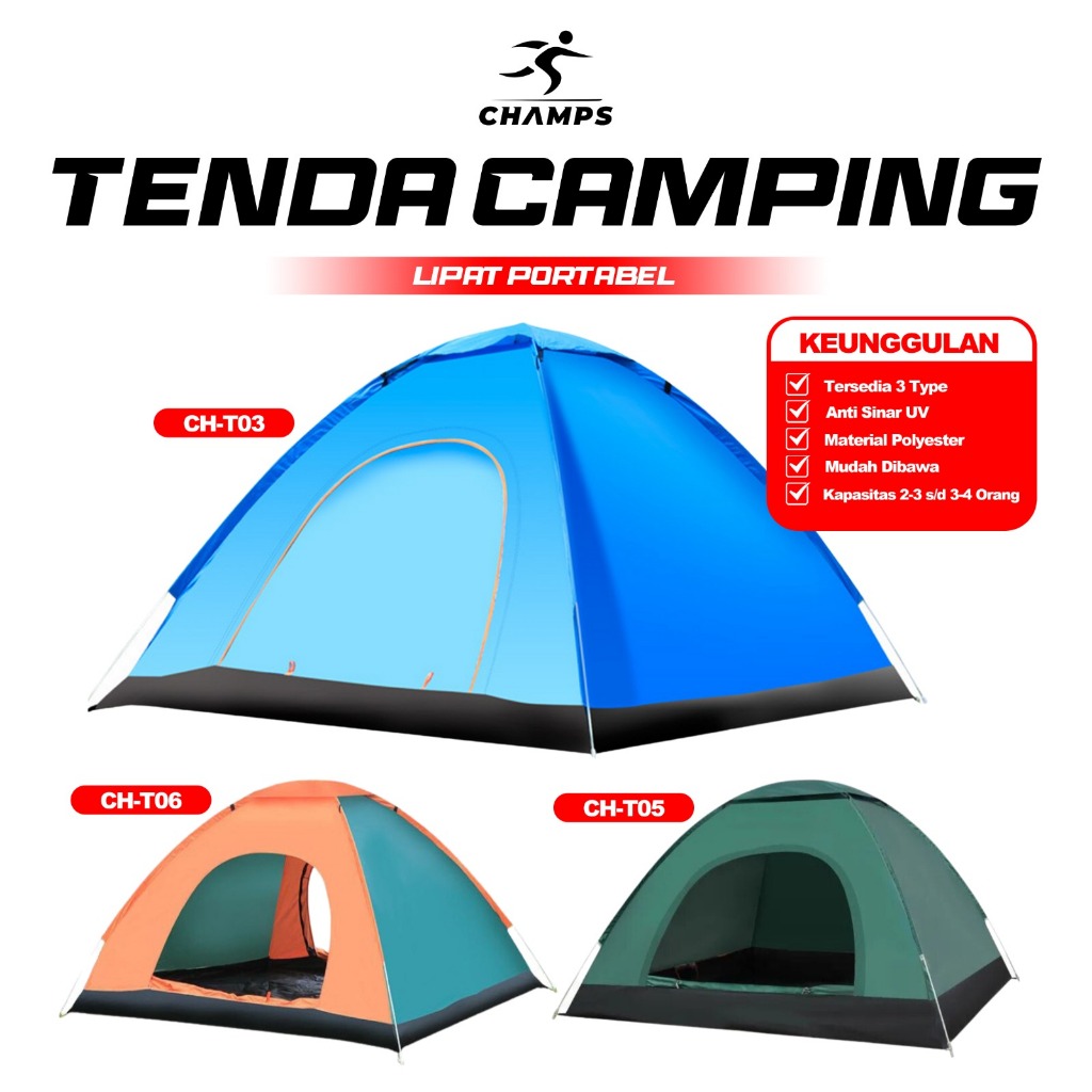 Jual CHAMPS Tenda Camping Portable Lipat Tenda Otomatis | Outdoor ...