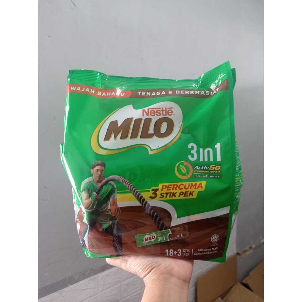 Jual NESTLE MILO 3 in 1 ACTIV-GO MALAYSIA 18+3 STICK | Shopee Indonesia