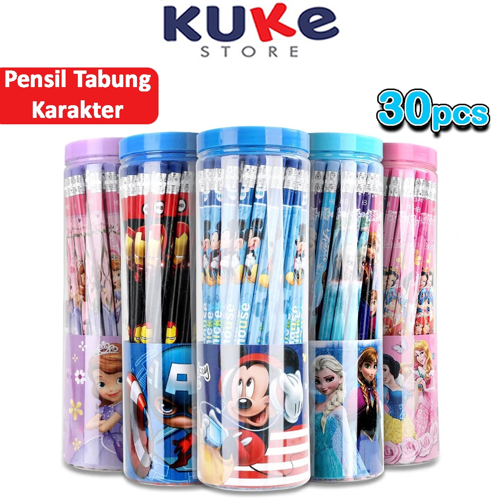 Jual KUKE Pensil Tabung Karakter 30pcs / Pensil HB Fancy Karakter ...