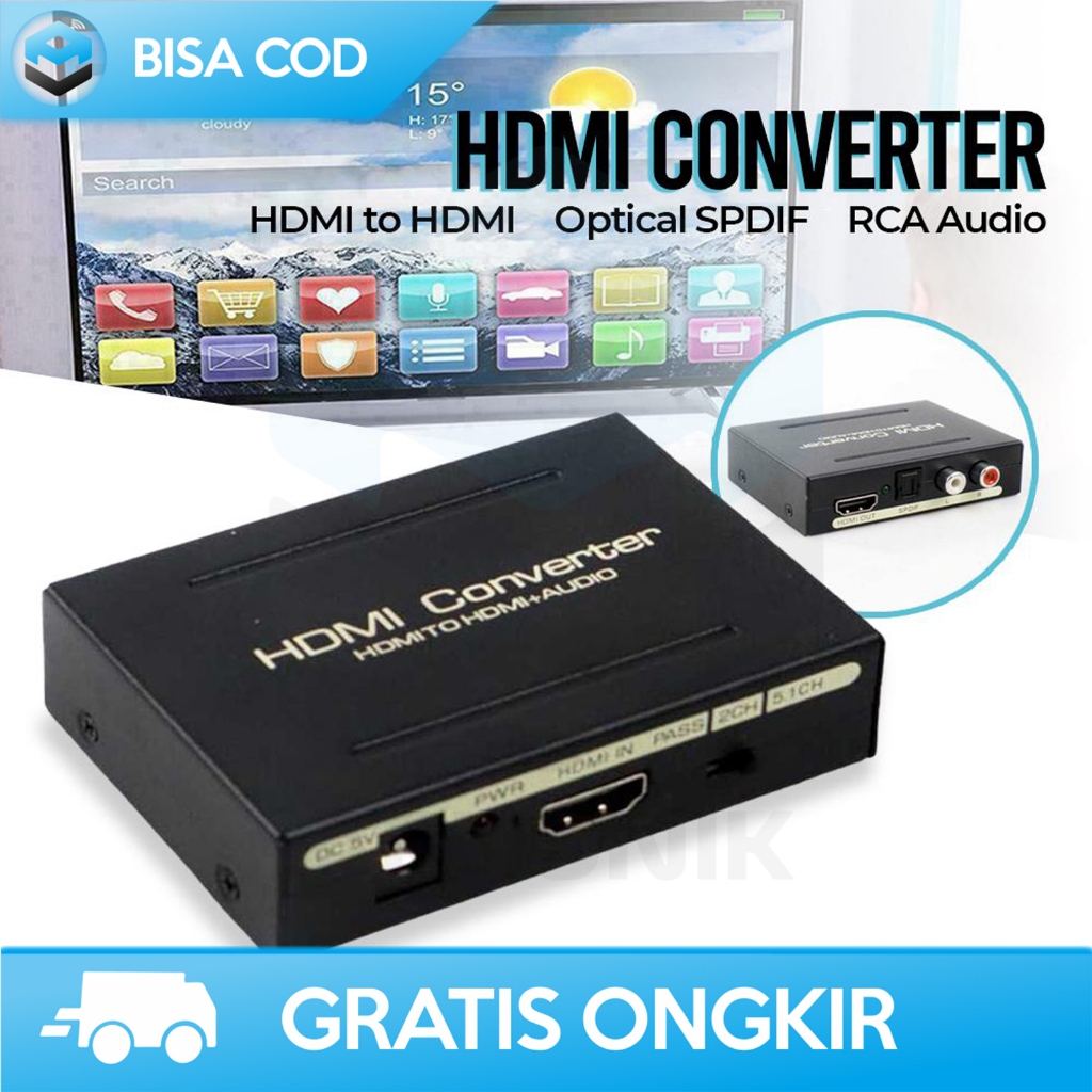 Jual SPLITTER HDMI TO HDMI OPTICAL SPDIF AUDIO CONVERTER RCA 3 IN 1 AY60 | Shopee Indonesia