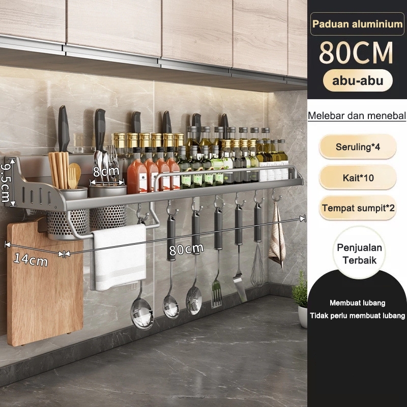 Jual Rak Bumbu Dapur Dinding Kitchen Rack Tempat Pisau Rak Gantung Rak ...