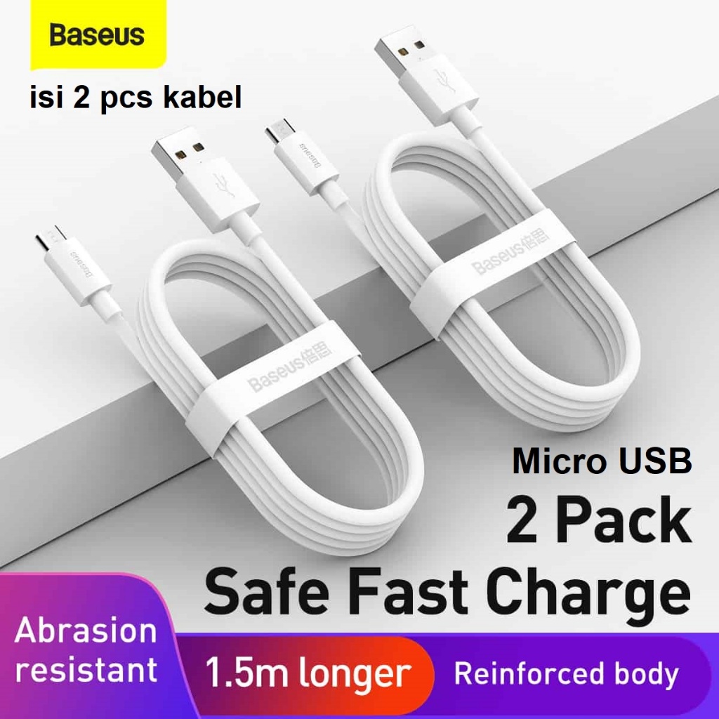 Jual Baseus Kabel Data Charger Simple Wisdom 2 PCS USB A to Micro USB 2 ...