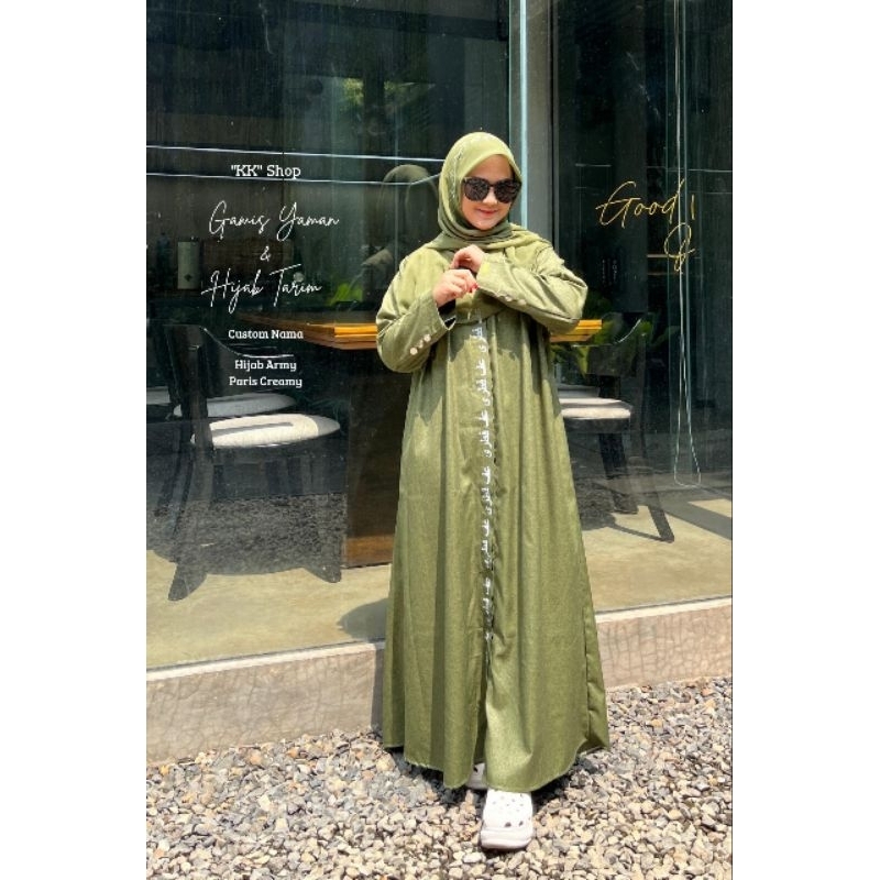 Jual Gamis Yaman | Gamis custom nama | gamis tulisan arab | Shopee ...