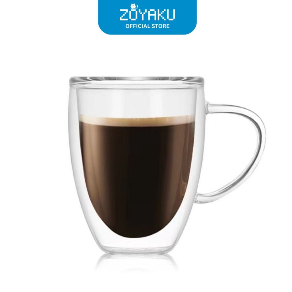 Jual Gelas Kaca Cangkir Kopi Anti Panas Double Wall Glass Insulated Cup ULI002 | Shopee Indonesia