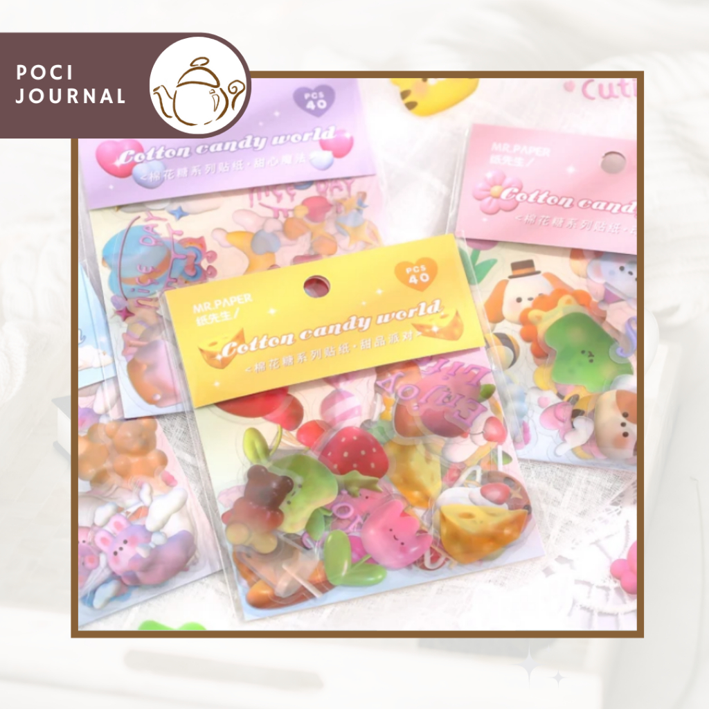 Jual Stiker Lucu [40pc] tema Cotton Candy/ Sticker Cute/ Sticker Anak ...