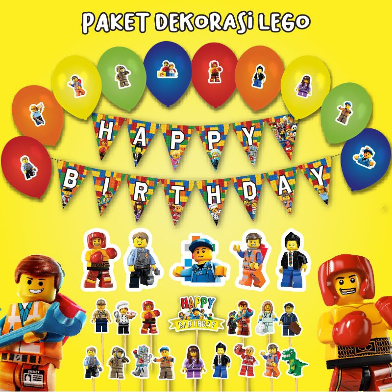 Jual PAKET DEKORASI LEGO HAPPY BIRTHDAY ULTAH ULANG TAHUN BANNER DEKOR ...