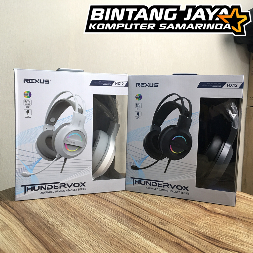 Jual Gaming Headset Rexus Thundervox HX12 50mm USB RGB - Black & White ...